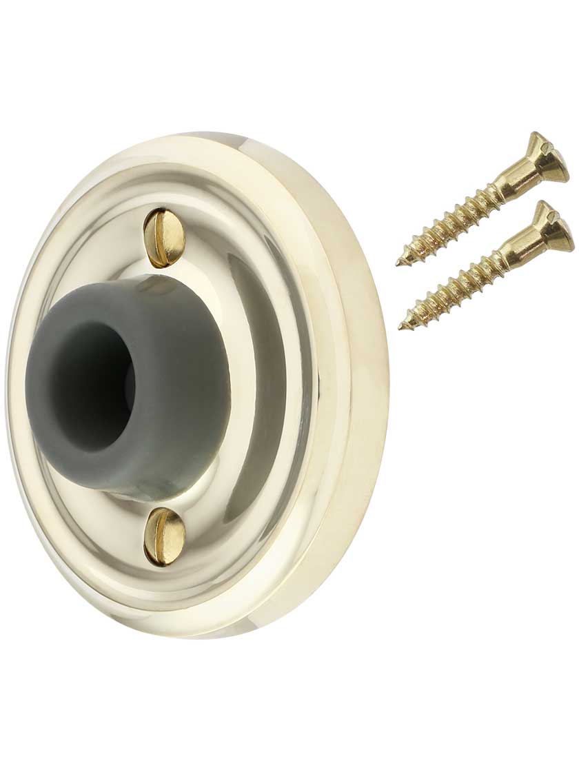 Wall-Mount Door Stop with Classic Rosette and Rubber Bumper | House of ...