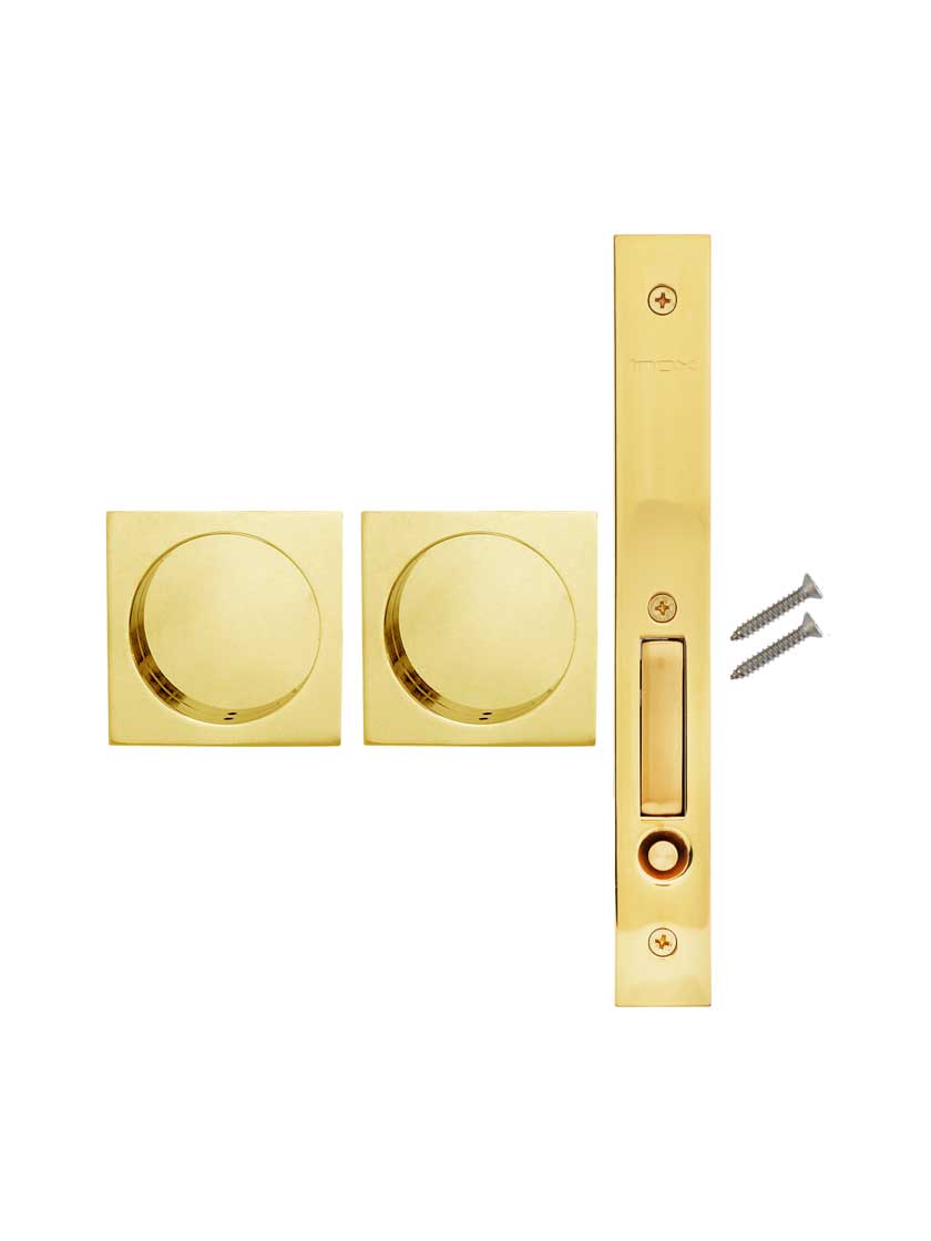 Premium Passage Pocket-Door Mortise Lock Set with Square Pulls | House ...