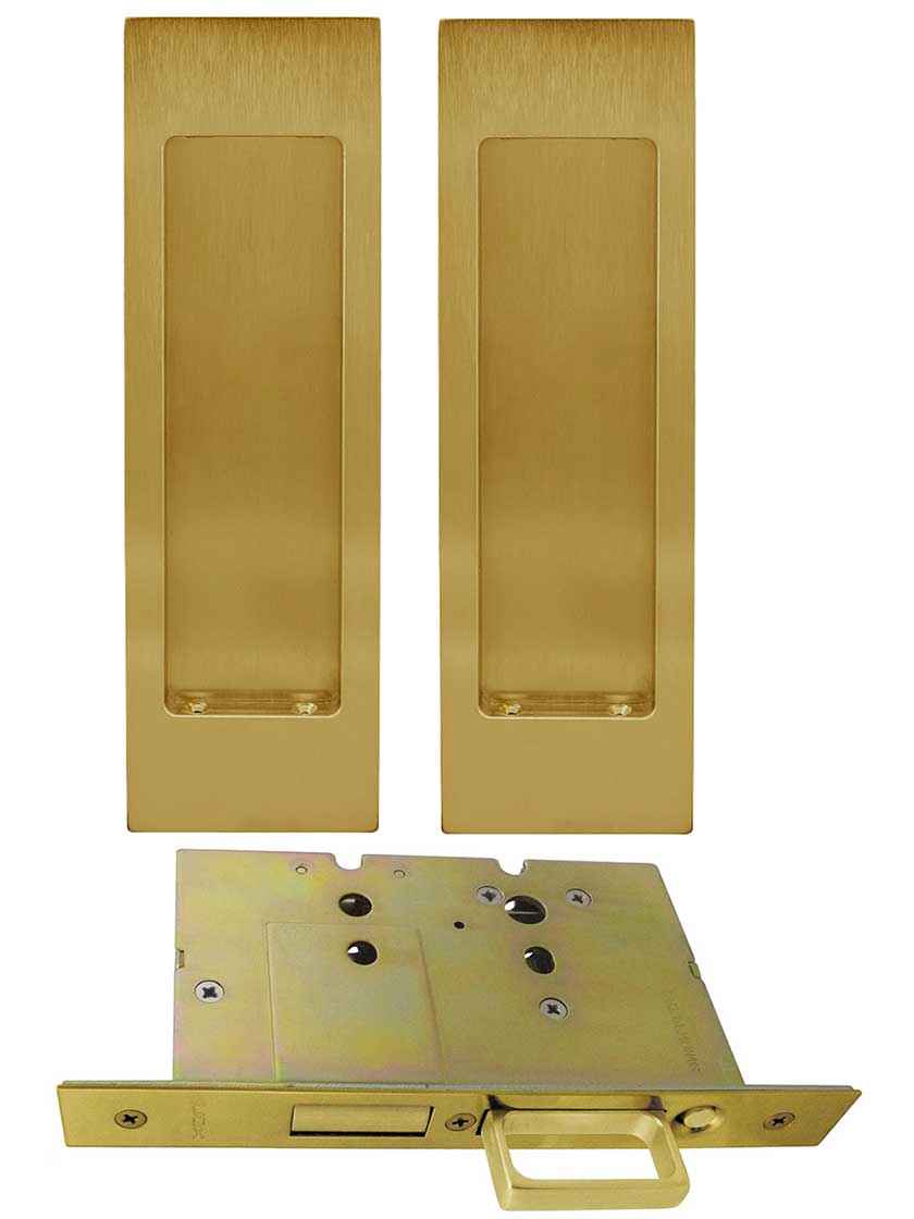 Premium Dummy Pocket-Door Mortise Lock Set with Rectangular Pulls ...