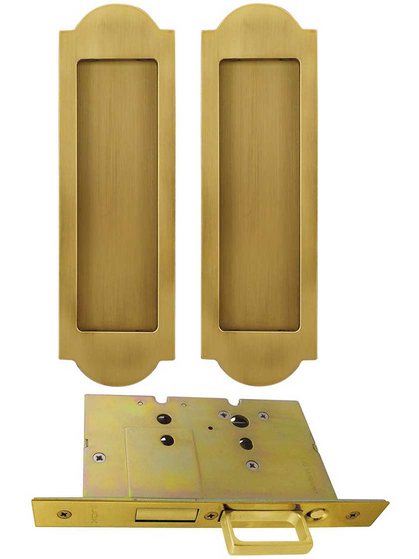 Premium Dummy Pocket-Door Mortise Lock Set with Arched Pulls | House of ...