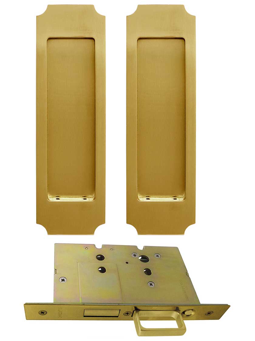 Premium Dummy Pocket-Door Mortise Lock Set with Chamfered Corner Pulls ...