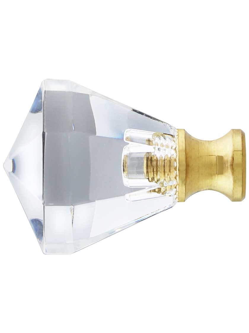 Lead Free German Crystal Diamond Cut Octagonal Knob With Solid Brass Base | House of Antique ...