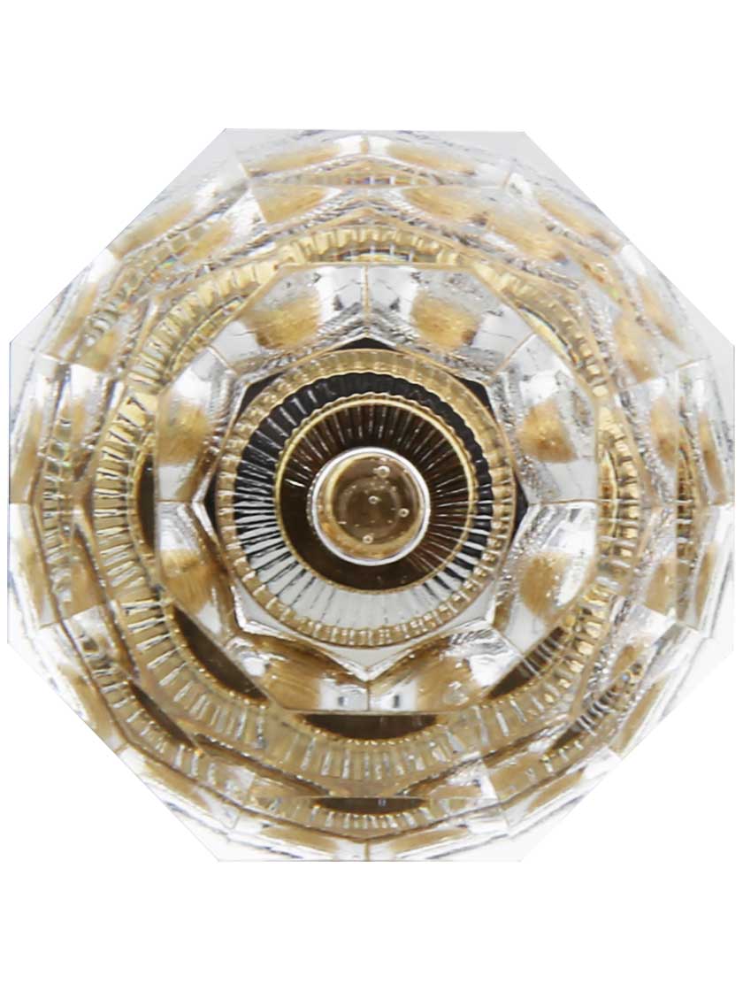 Lead Free German Crystal Diamond Cut Octagonal Knob With Solid Brass Base | House of Antique ...