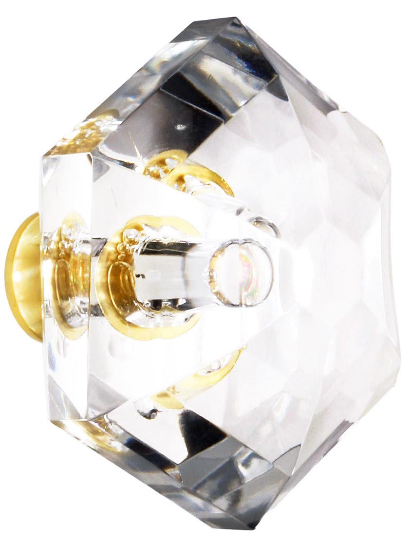 Large Lead Free German Crystal Diamond Cut Hexagonal Knob With Solid ...