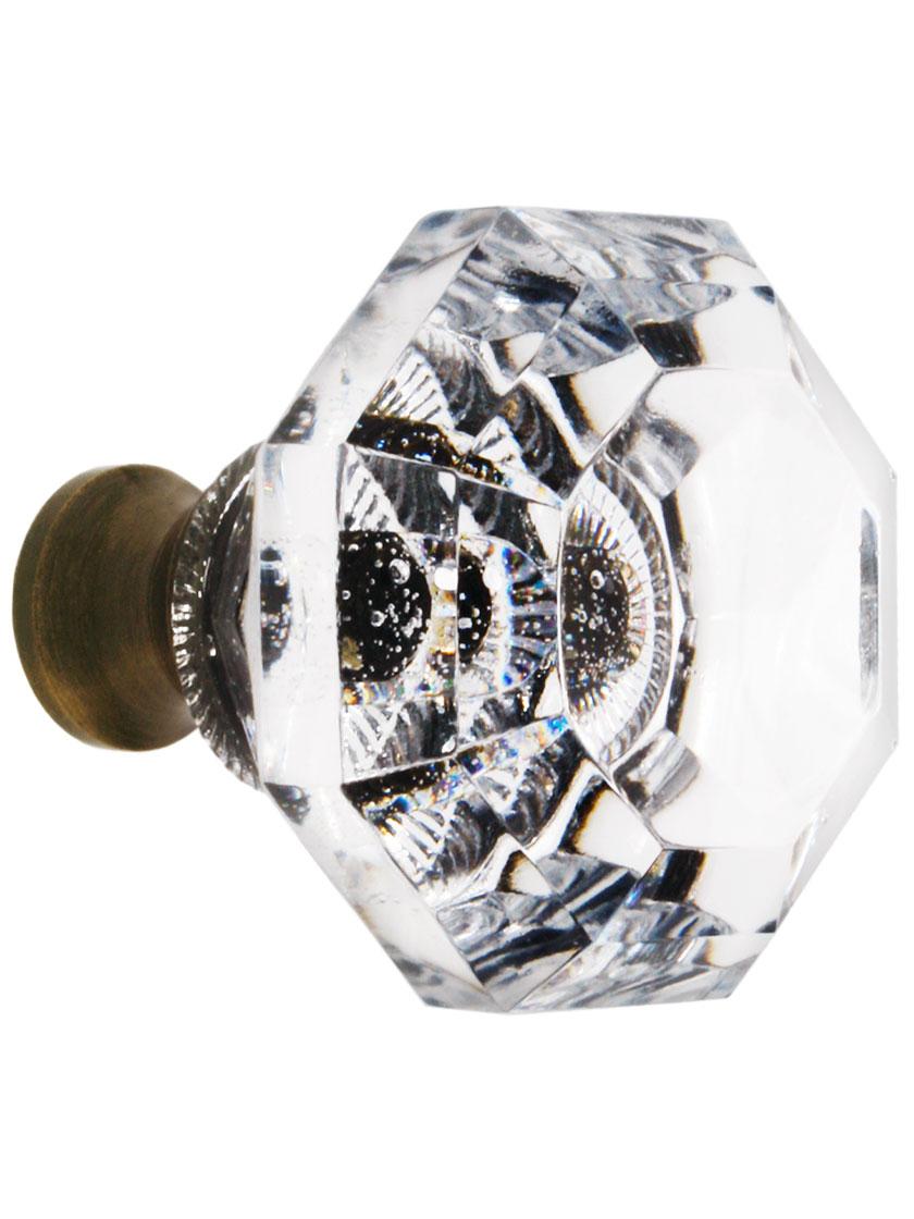 German Crystal Octagonal Knob With Solid Brass Base | House of Antique ...