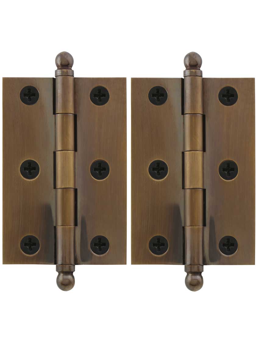 Pair of Premium Solid Brass Cabinet Hinges - 3 x 2-Inch in Antique-By ...