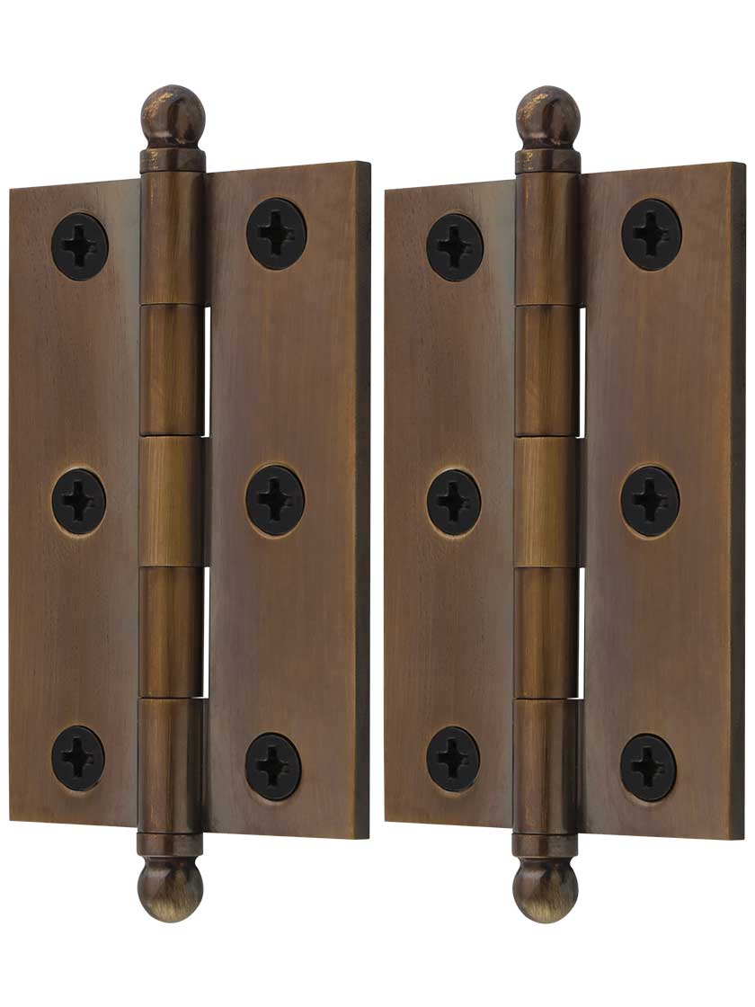 Pair of Premium Solid Brass Cabinet Hinges - 3 x 2-Inch in Antique-By ...